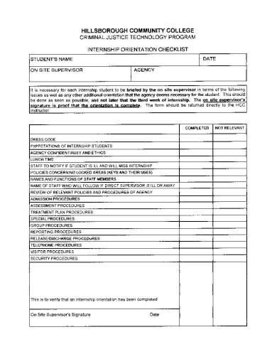 6+ Internship Orientation Checklist Templates in PDF
