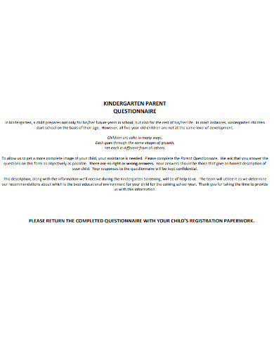 23+ Parent Questionnaire Templates in PDF | DOC
