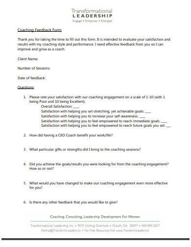 10+ Coach Feedback Form Templates in PDF | DOC