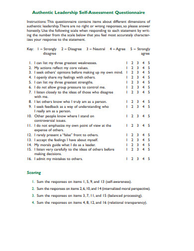 15+ Self Assessment Questionnaire Templates in PDF | DOC