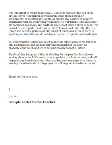 Free 8+ Letter to Teacher from Parent Templates in PDF, DOC, Google ...