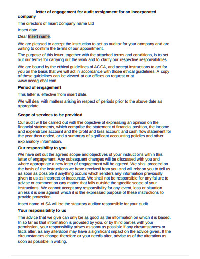 10+ Audit Engagement Letter Templates in PDF | MS Word