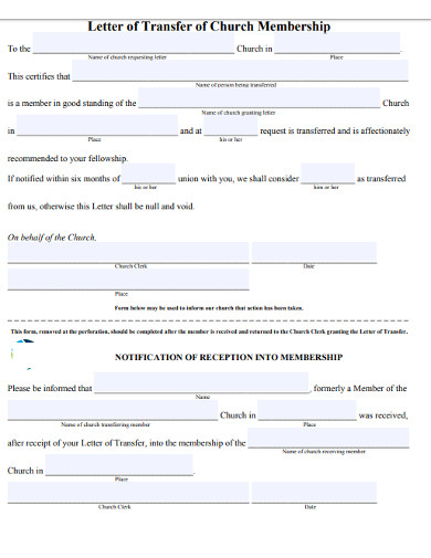 5+ Letter of Transfer of Church Membership Templates in PDF | DOC