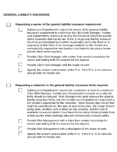 10+ Insurance Liability Checklist Templates in PDF | Word