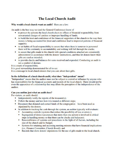 8+ Church Audit Report Templates in PDF | DOC