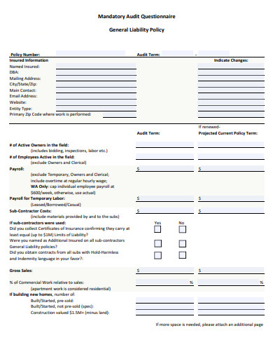 24+ Audit Questionnaire Templates - PDF, DOC