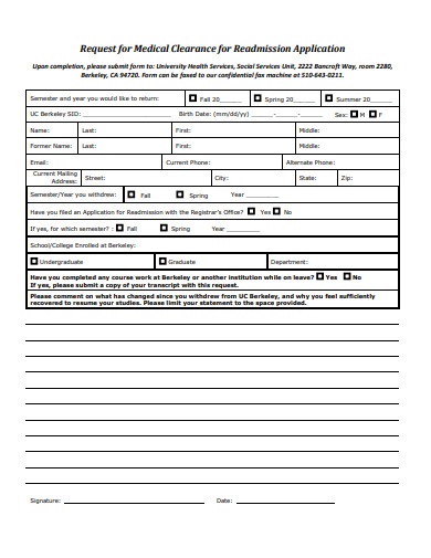 8+ Medical Clearance Request Form Templates in PDF