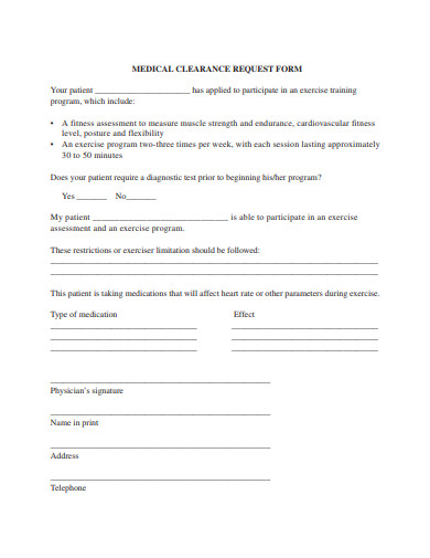 8+ Medical Clearance Request Form Templates in PDF