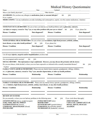 19+ Medical History Questionnaire Templates in PDF | DOC