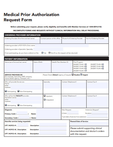 15+ Medical Prior Authorization Form Templates - PDF, DOC