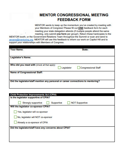 FREE 20+ Meeting Feedback Form Templates in PDF | MS Word
