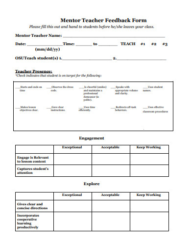 11+ Teacher Feedback Form Templates in Doc | PDF
