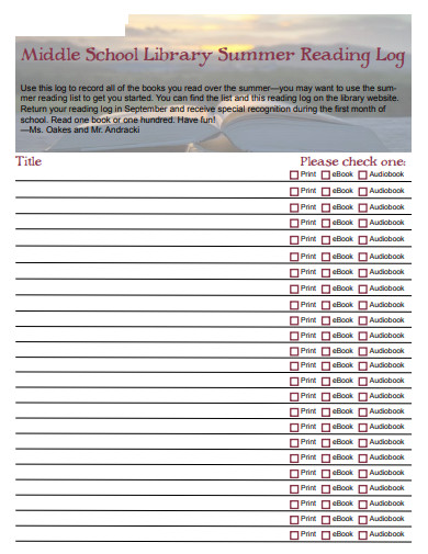 FREE 13+ Summer Reading Log Templates in PDF | MS Word