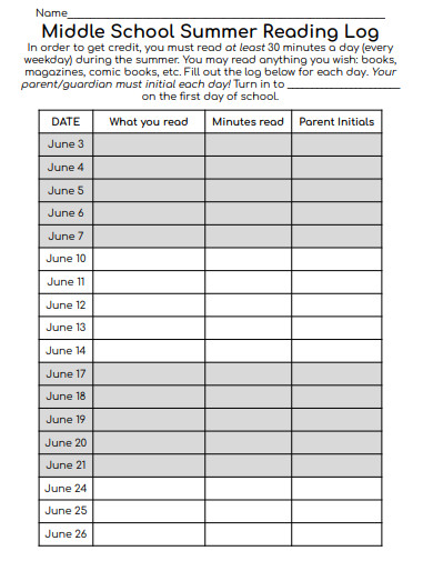 FREE 13+ Summer Reading Log Templates in PDF | MS Word
