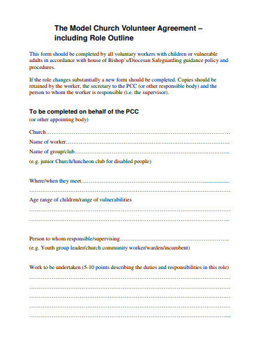 10+ Church Volunteer Agreement Templates in PDF | DOC