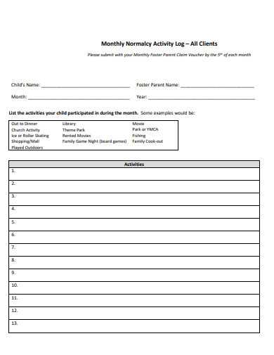 25+ Activity Log Templates in Word | Pages | PDF