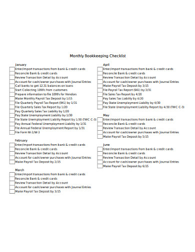 14+ Bookkeeping Checklist Templates in PDF | DOC