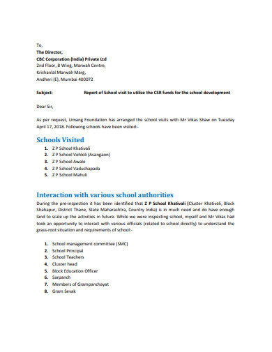 14+ Free School Visit Report Templates in Google Docs | Word | PDF ...