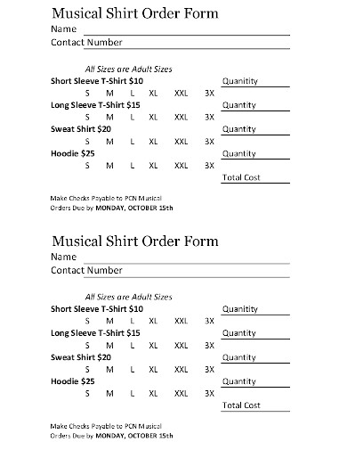FREE 10+ Shirt Order Form Templates in PDF | MS Word
