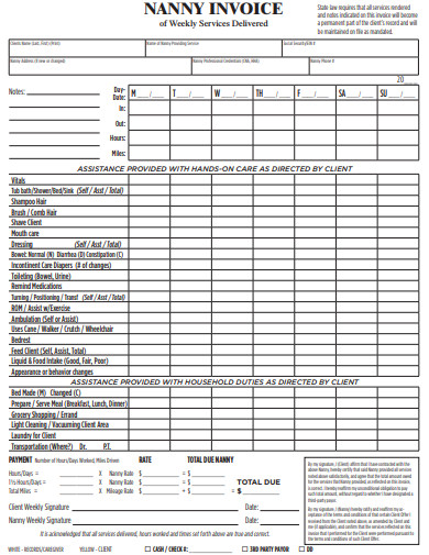 Nanny Invoice Template