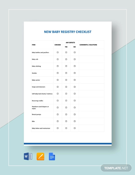 Baby Registry Checklist Template - 16+ Free Word, Excel, PDF Documents ...