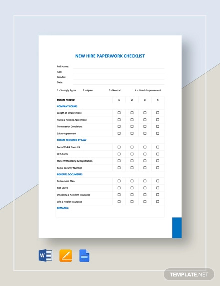 New Hire Checklist Template - 18+ Free Word, Excel, PDF Documents Download!