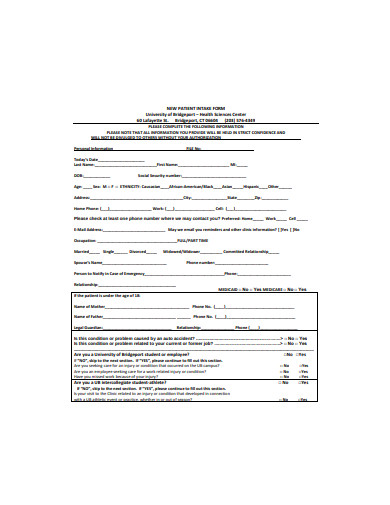 20+ Free Patient Intake Form Templates
