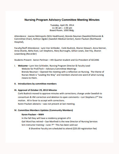 11+ Nursing Meeting Minutes Templates in DOC | PDF
