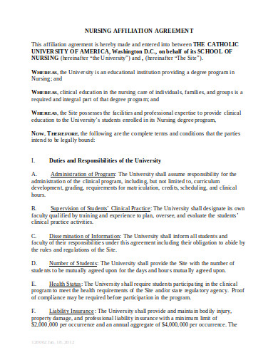 8+ Nursing Agreement Templates in PDF | DOC