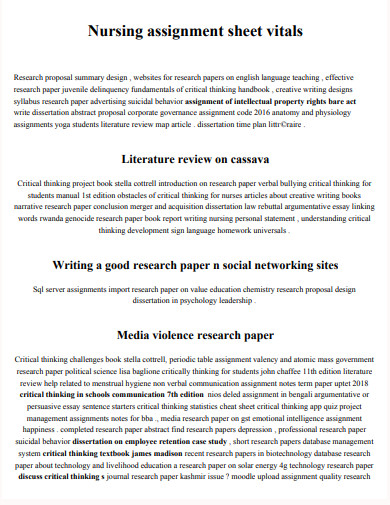 10+ Nursing Assignment Sheet Templates in DOC | PDF