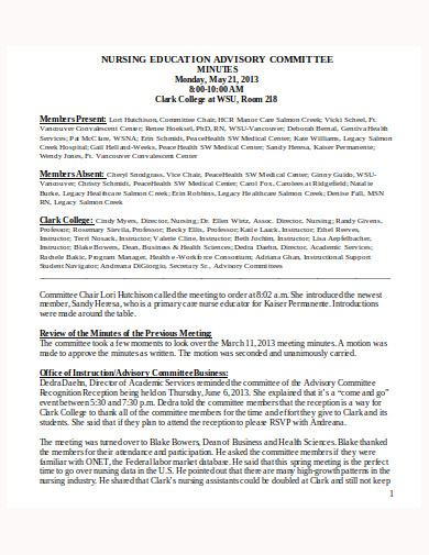 11+ Nursing Meeting Minutes Templates in DOC | PDF