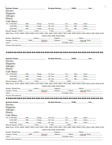 6+ Nursing Report Sheet Templates in Google Docs | Word | Pages | PDF