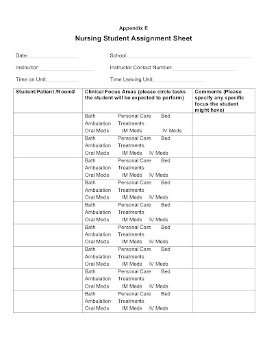 10+ Nursing Student Assignment Sheet Templates in PDF | Word