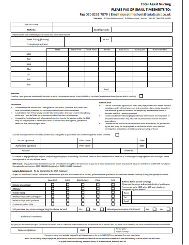 9+ Nursing Timesheet Templates in PDF | DOC | XLS
