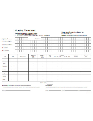 9+ Nursing Timesheet Templates in PDF | DOC | XLS