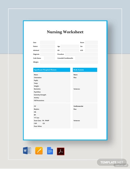 5+ Nursing Worksheet Templates - Free Word, PDF Documents Download