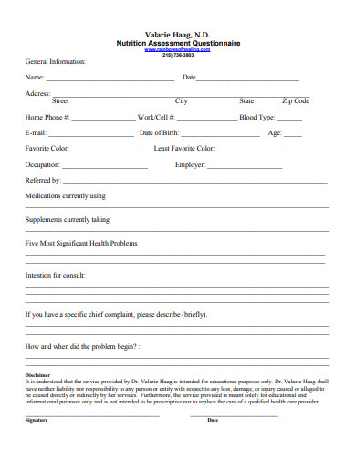 21+ Nutrition Questionnaire Templates in PDF | DOC