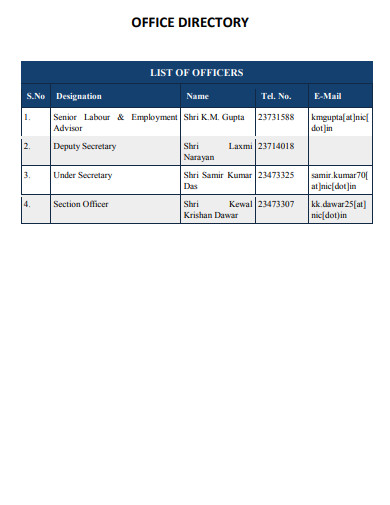 11 Office Directory Templates In PDF Word