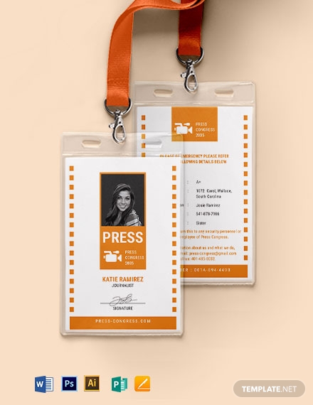 10+ Press ID Card Templates - Illustrator, MS Word, Pages, Photoshop ...