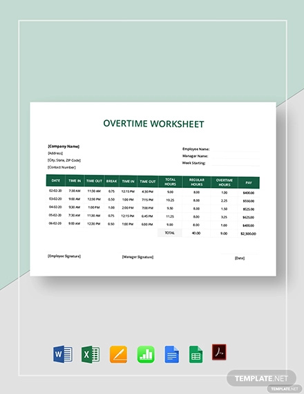 23+ Overtime Sheet Templates – Free Sample, Example Format Download ...