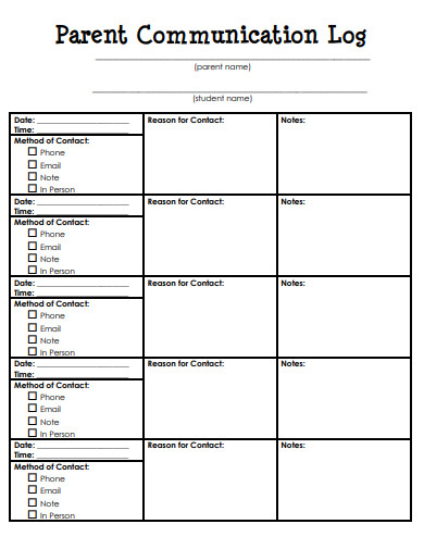 10+ Parent Communication Log Templates in PDF | DOC