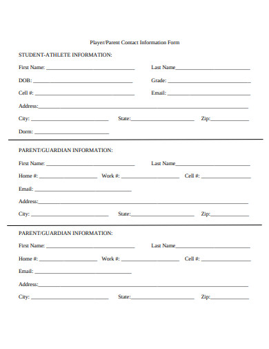 10+ Parent Contact Form Templates in PDF | DOC