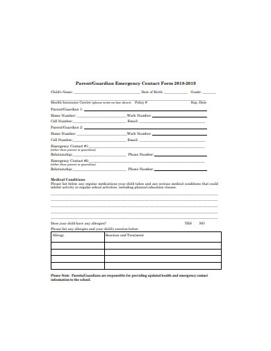 10+ Parent Contact Form Templates in PDF | DOC