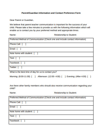 10+ Parent Contact Form Templates in PDF | DOC