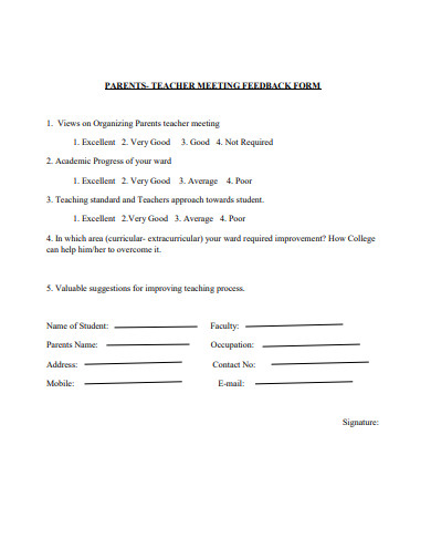 FREE 20+ Meeting Feedback Form Templates in PDF | MS Word