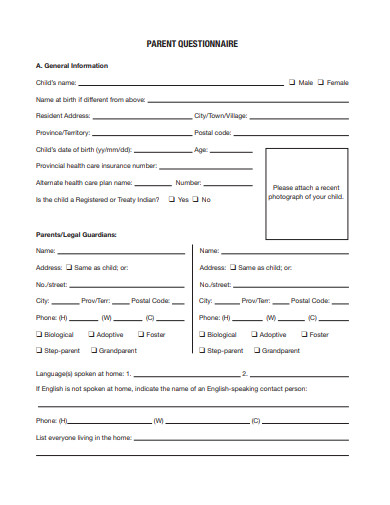23+ Parent Questionnaire Templates in PDF | DOC