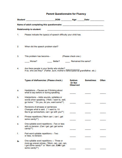 23+ Parent Questionnaire Templates in PDF | DOC