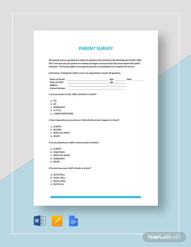 20+ Parent Survey Templates in Google Docs | Word | Pages | PDF | Free ...