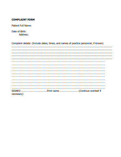 21+ Patient Complaint Form Templates in PDF | DOC