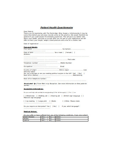 21+ Patient Questionnaire Templates in PDF | DOC